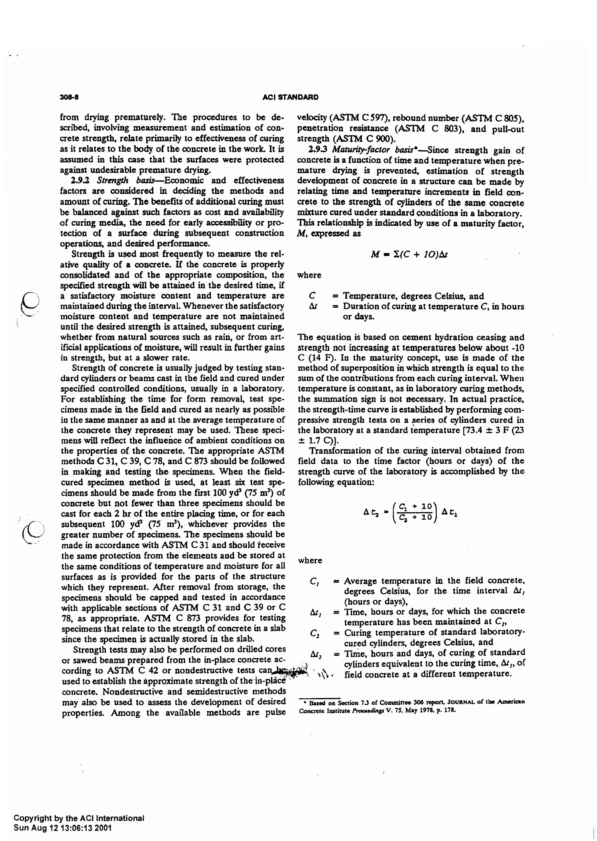 Aci 308 92 | PDF