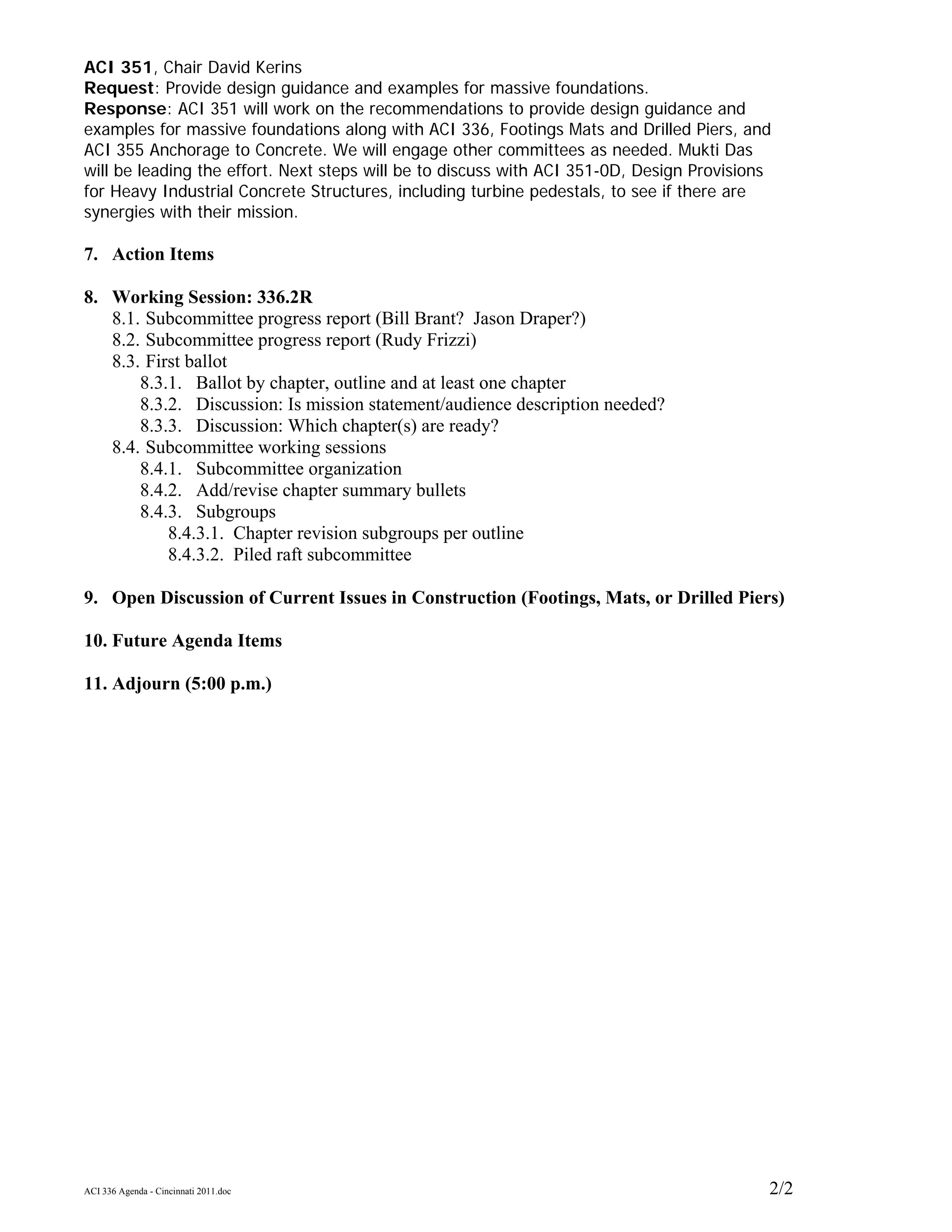 Aci 336 agenda | PDF