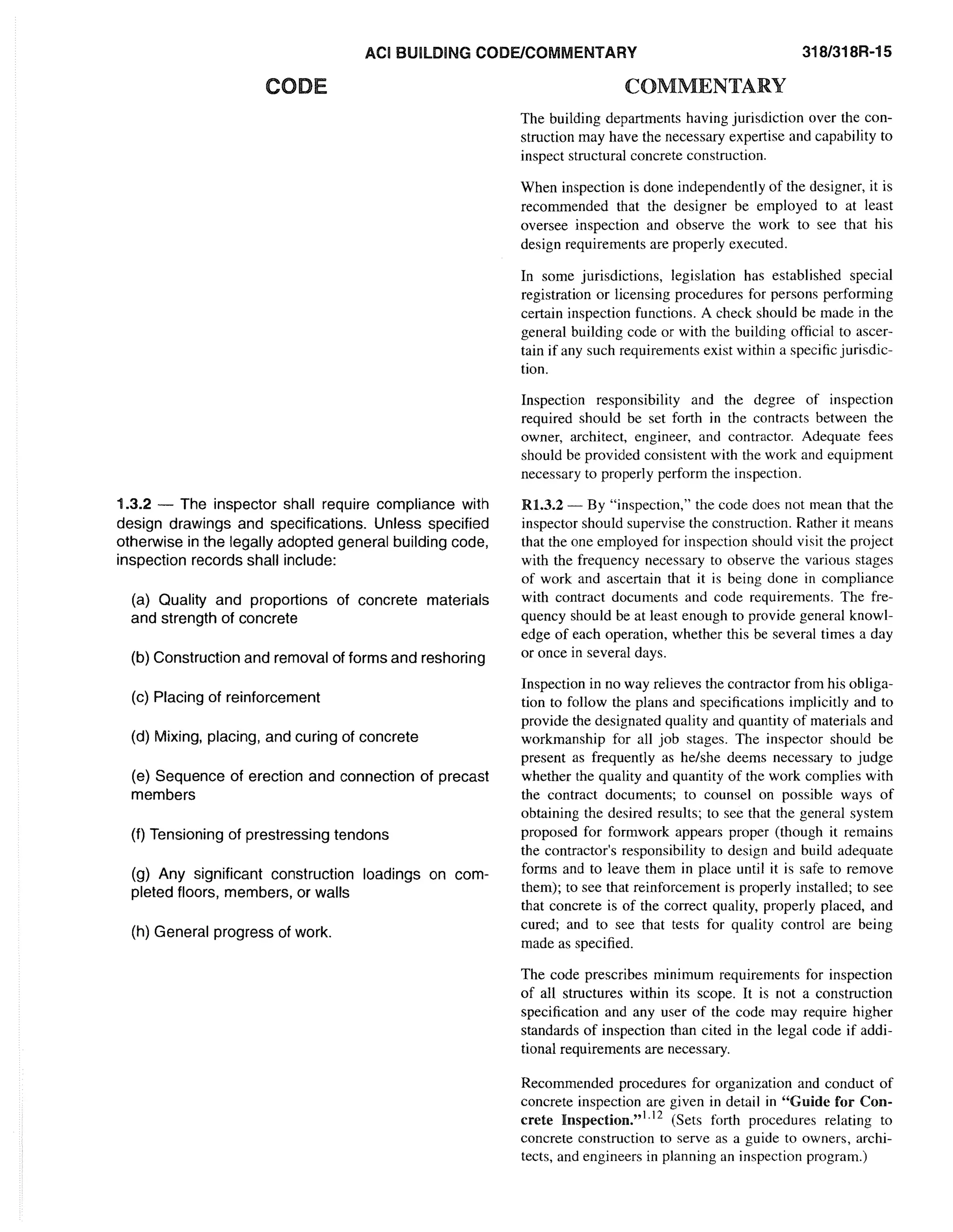 American Concrete Institute ACI 318 Codes | PDF