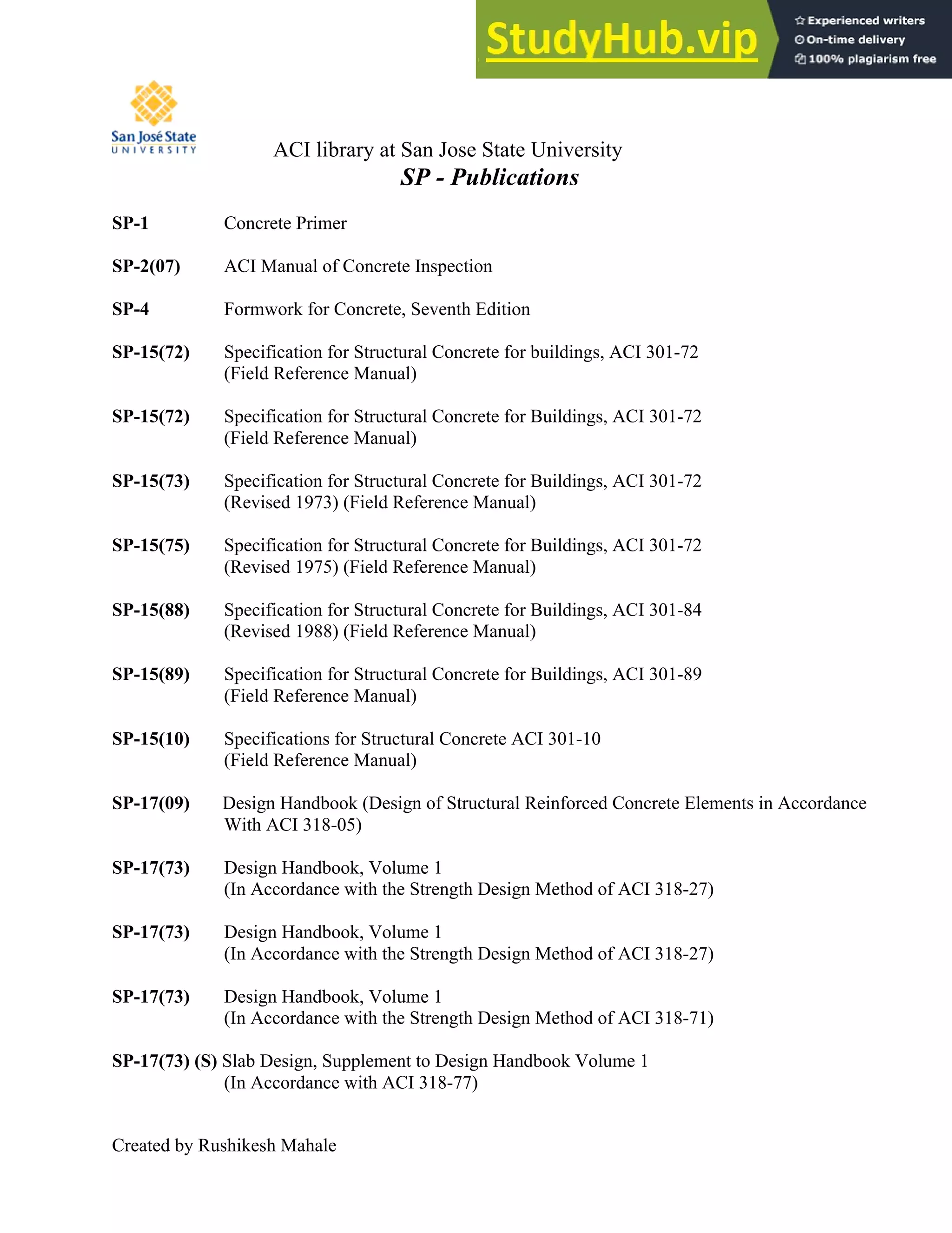 ACI Books List | PDF