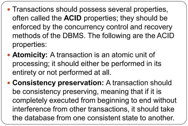 Acid properties | PPTX | Databases | Computer Software and Applications