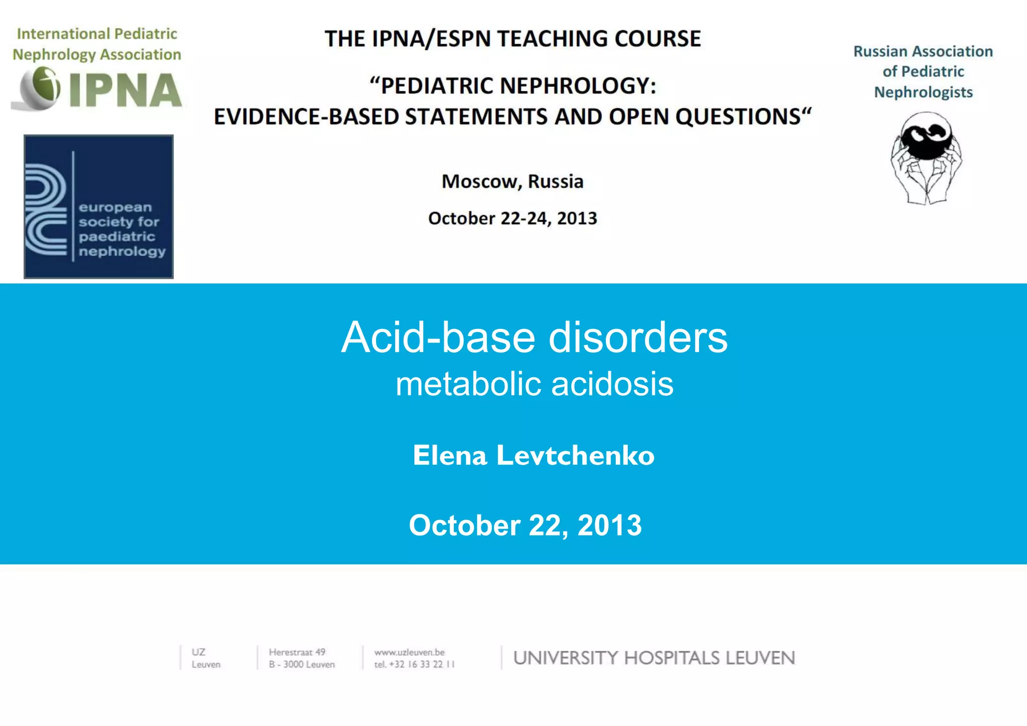 1-4. Acid-base disorders. Elena Levtchenko (eng) | PPTX
