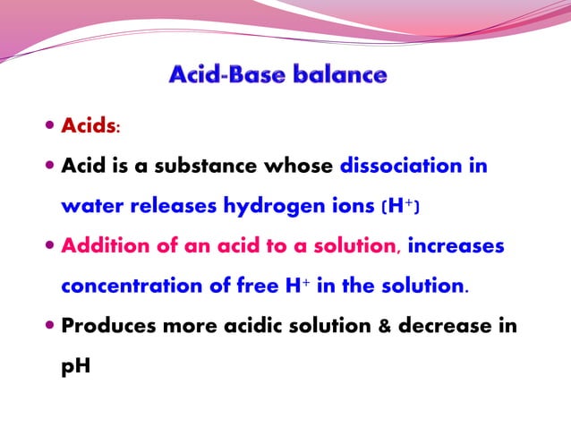 ACID-BASE BALANCE & DISORDERS | PPTX | Chemistry | Science