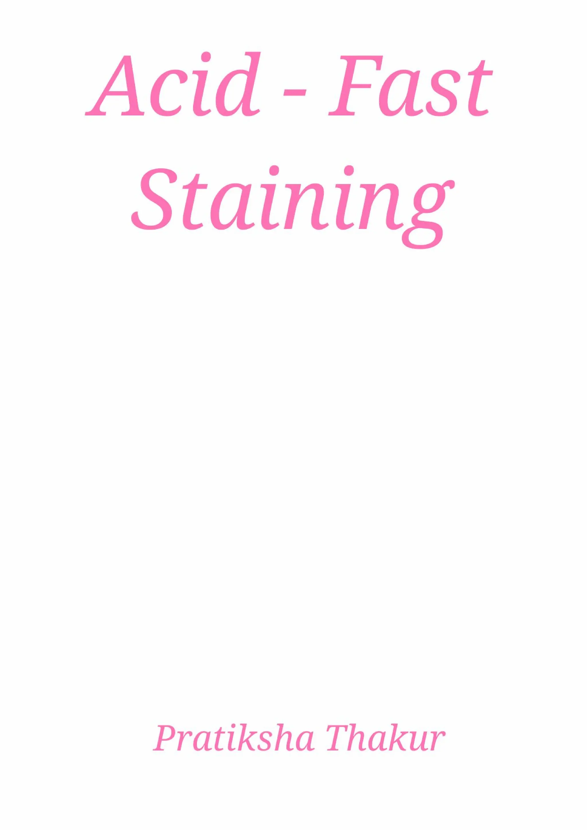 Acid - Fast Staining | PDF