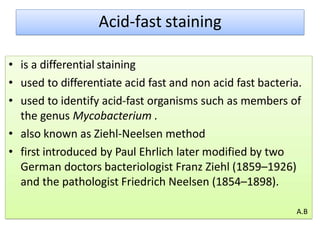 acid-faststaining for differentiate acid fast bacteria.pptx | Chemistry ...