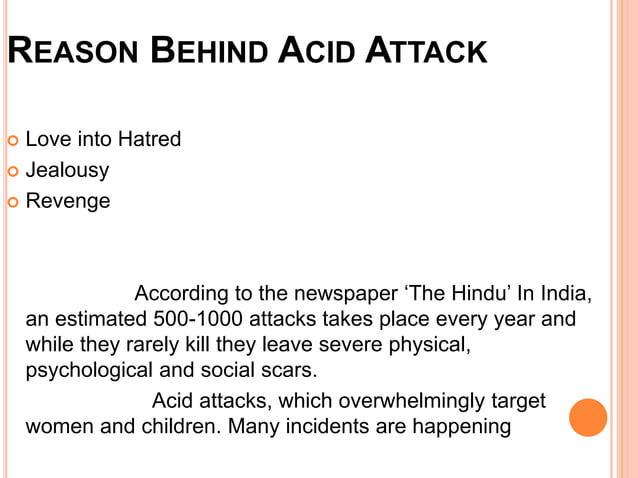 Acid attack ppt by bhavna saini (mathura, up) | PPTX