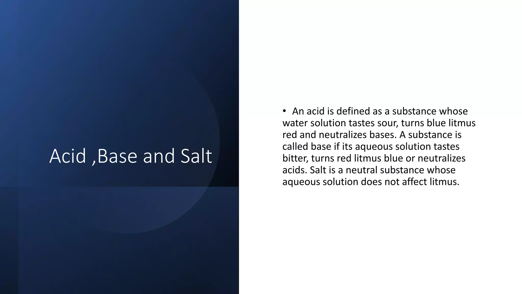 Acid ,base and salt class 7 ppt made by sana | PPTX | Chemistry | Science