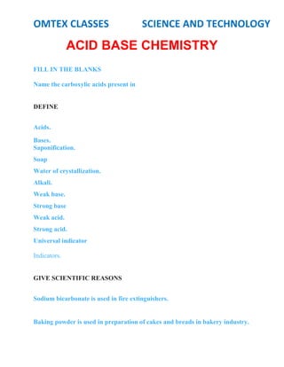 Acid base chemistry | PDF