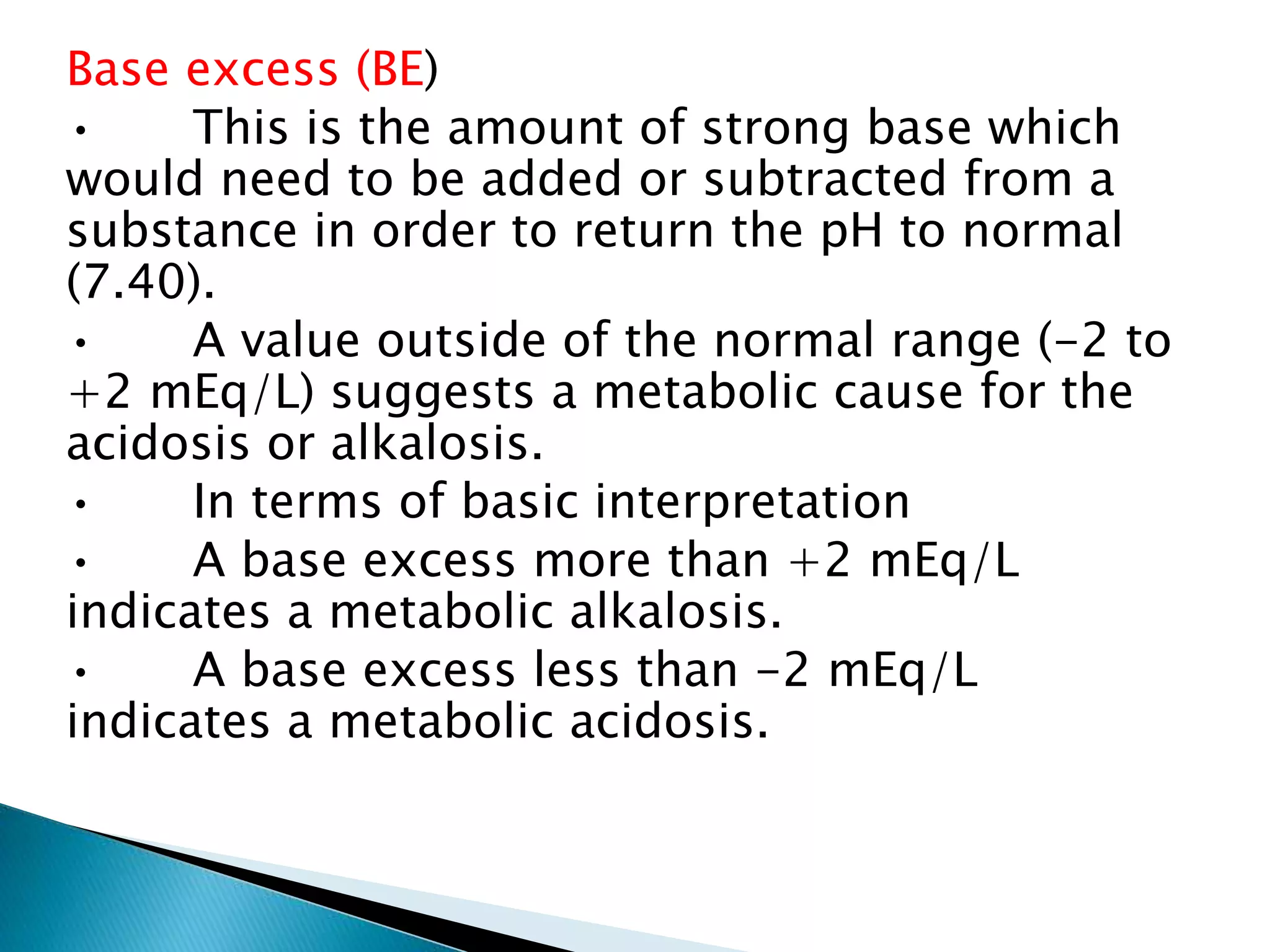 Acid base disorders (ARTERIAL BLOOD GASES) | PPTX