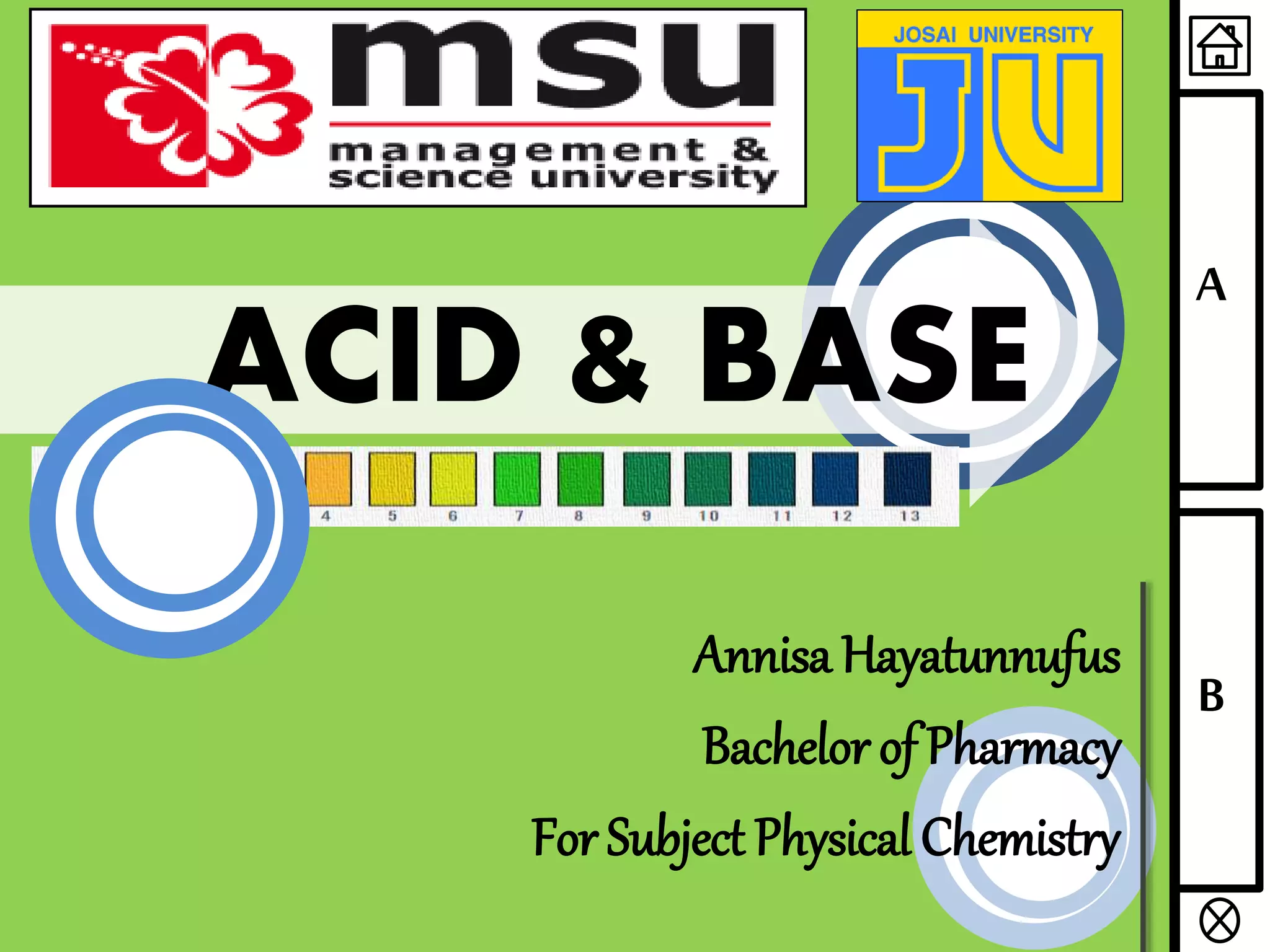 Acid & Base - Physical Chemistry Presentation | PPTX | Chemistry | Science
