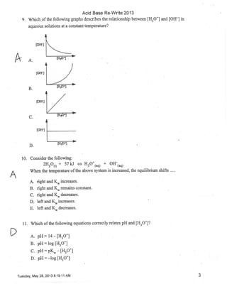 Acid Base Practice Test 4- KEY.pdfgjhggh | PDF | Chemistry | Science