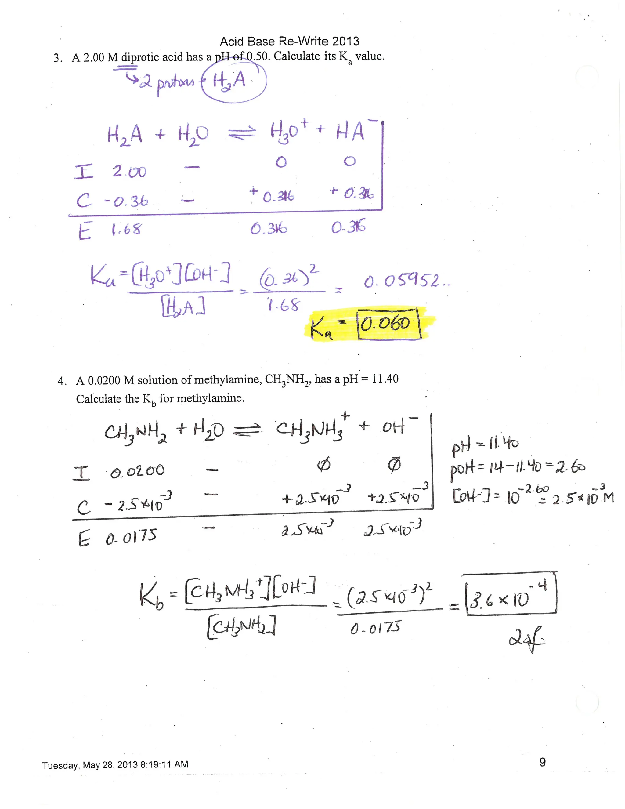 Acid Base Practice Test 4- KEY.pdfkkjkjk | PDF
