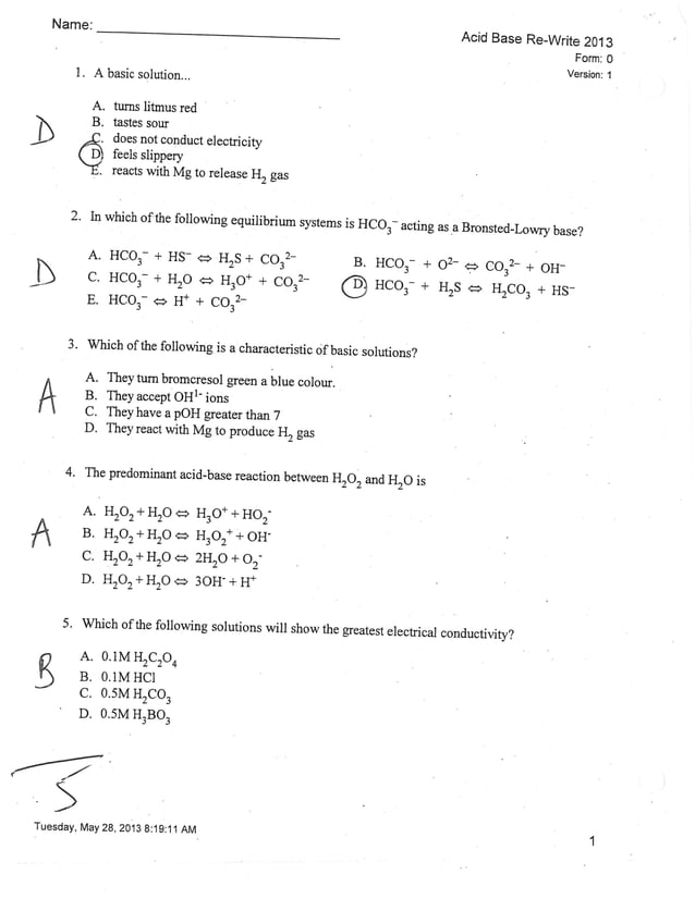 Acid Base Practice Test 4- KEY.pdfkkjkjk | PDF