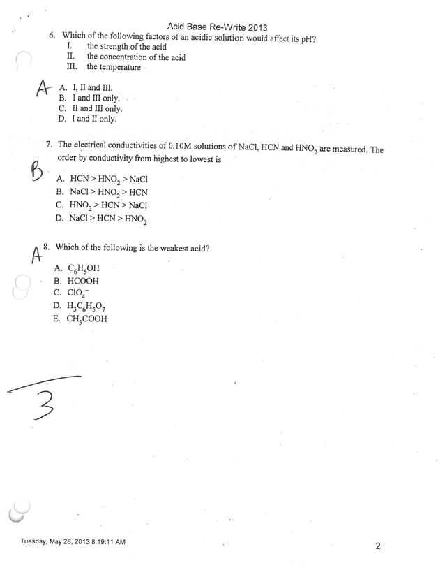 Acid Base Practice Test 4- KEY.pdfkkjkjk | PDF