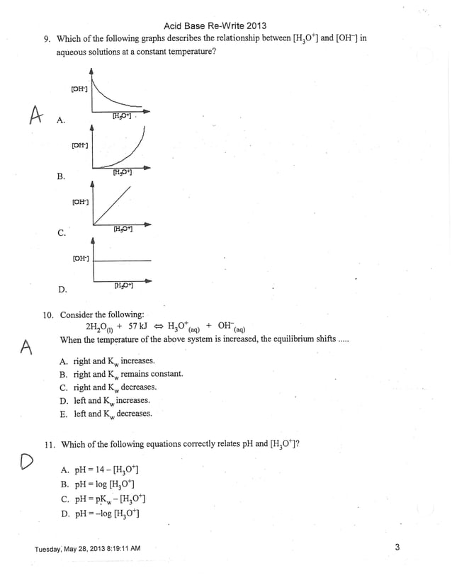 Acid Base Practice Test 4- KEY.pdfkkjkjk | PDF