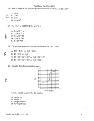 Acid Base Practice Test 4- KEY.pdfkkjkjk | PDF
