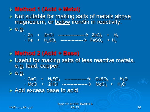 ACID BASES AND SALTS used for Igcse class | PPT
