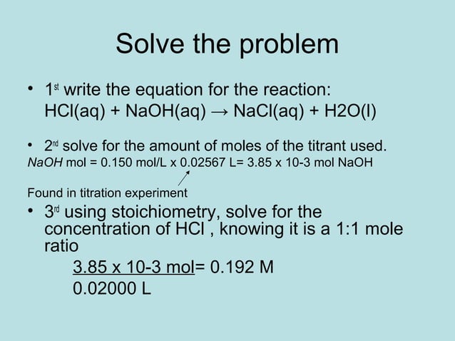 Acid-Base Titration & Calculations | PPT | Chemistry | Science