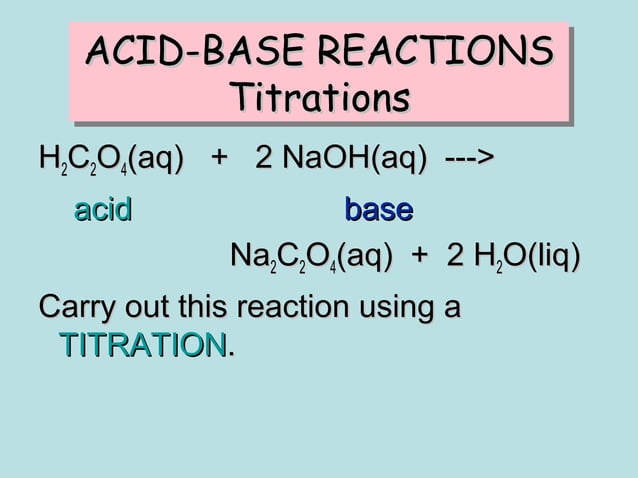 Acid-Base Titration & Calculations | PPT | Chemistry | Science