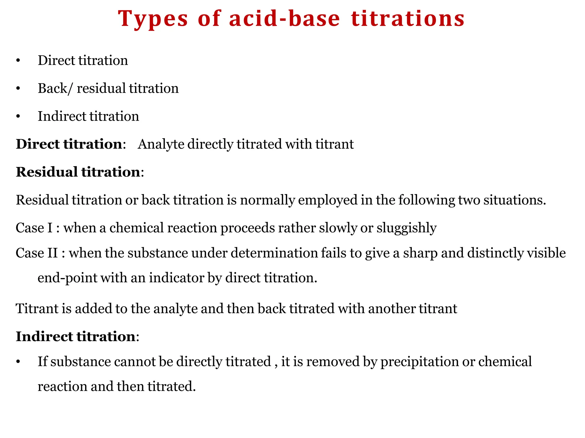 ACID BASE TITRATIONS, indicator used, types. | PDF