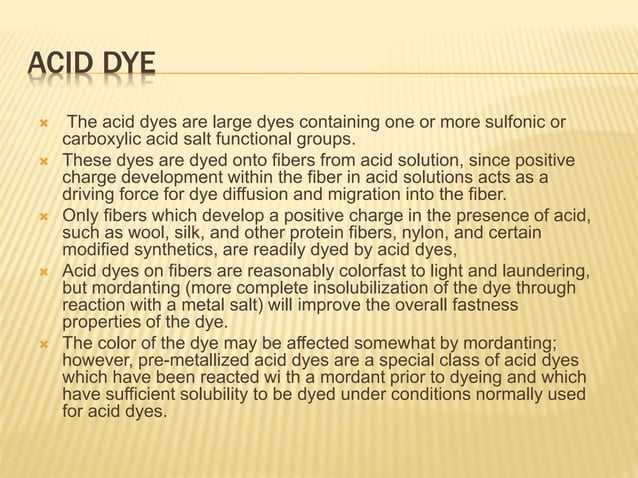 Acid dye presentation | PPTX