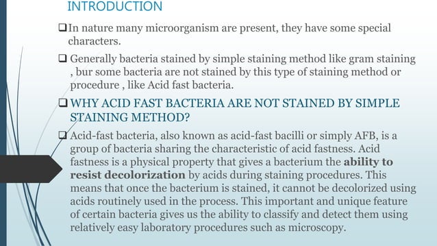 Acid fast bacteria and acid fast staining | PPTX