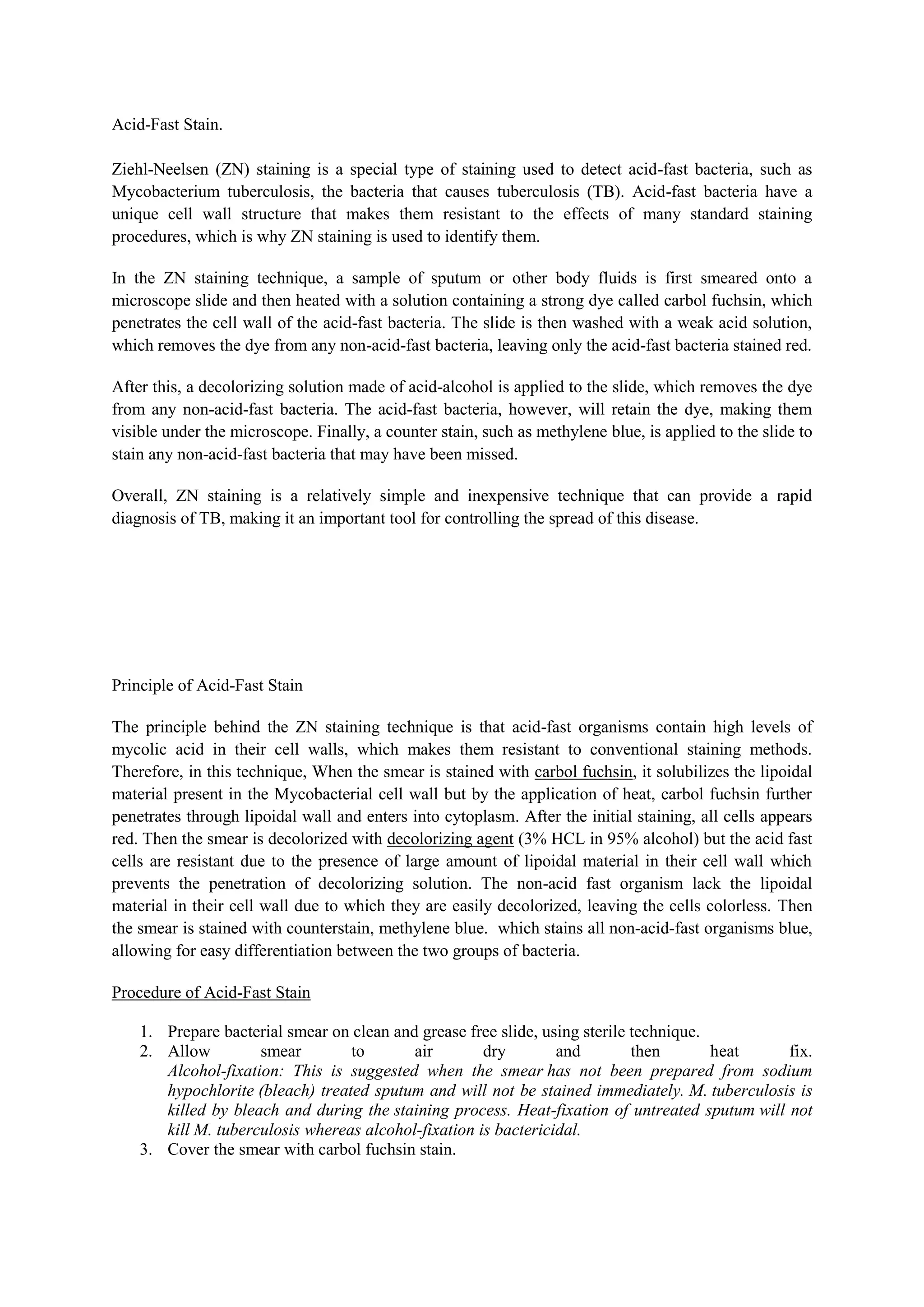 Acid fast stain.docx | Free Download