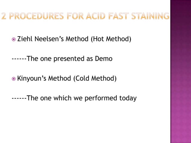 Acid Fast Staining | PPTX | Chemistry | Science