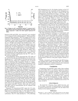 Acid fumigation of soils to remove co3 prior to c 13 isotopic analysis ...