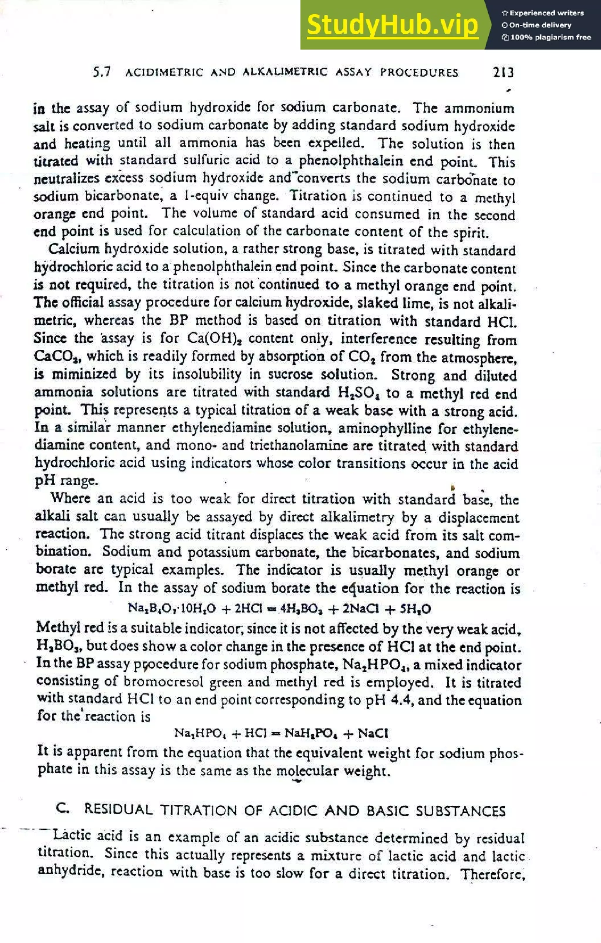 Acidimetry And Alkalimetry | PDF