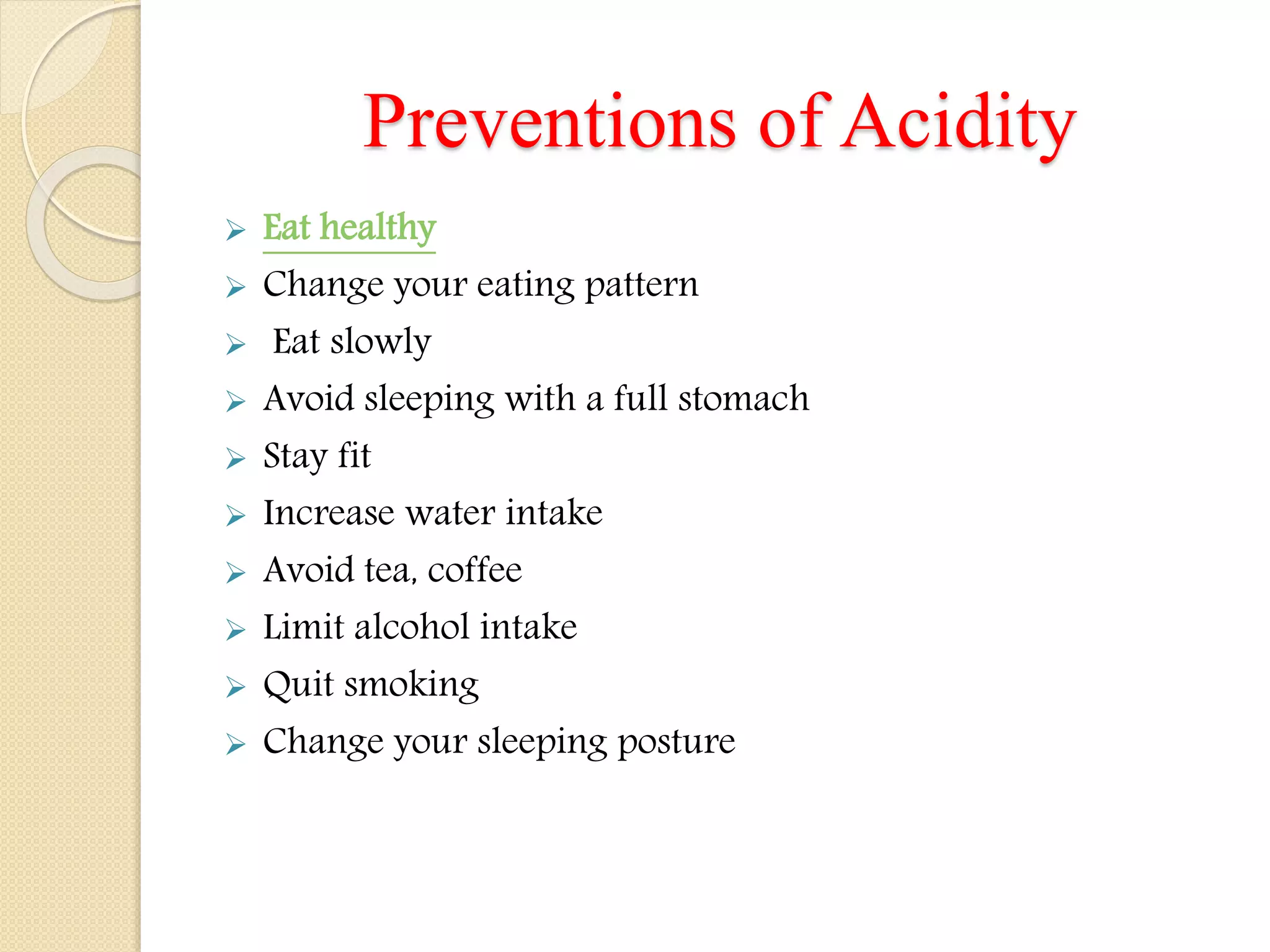 Acidity: Definition, causes, symptoms and treatment of acidity. | PPTX