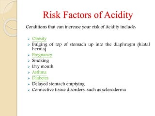 Acidity: Definition, causes, symptoms and treatment of acidity. | PPTX