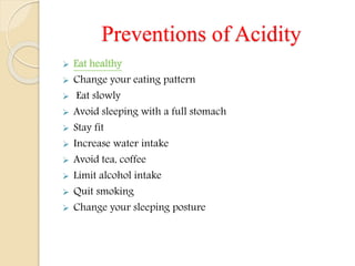 Acidity: Definition, causes, symptoms and treatment of acidity. | PPTX