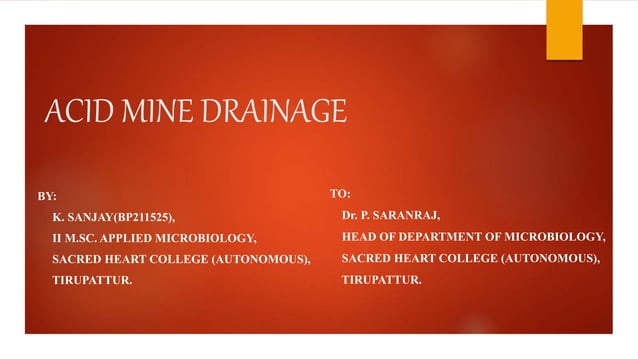 Acid mine drainage.pptx | Chemistry | Science