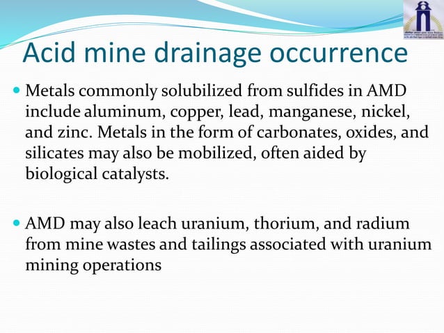 Acid Mine drainage occurrence and its remediation | PPTX | Indoor ...