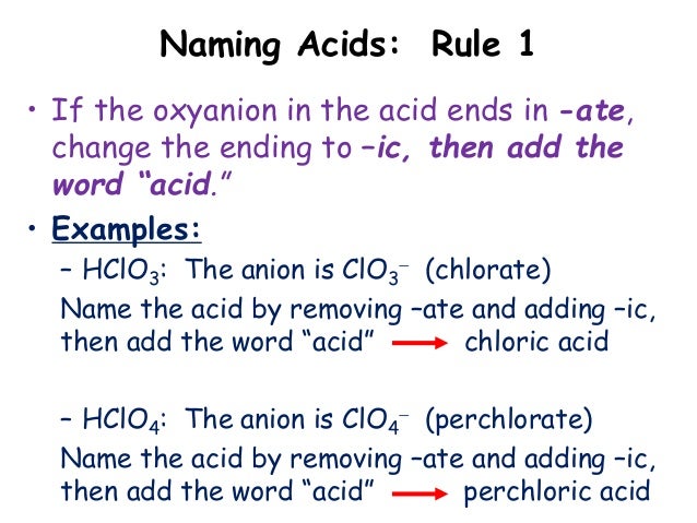 Acid nomenclature