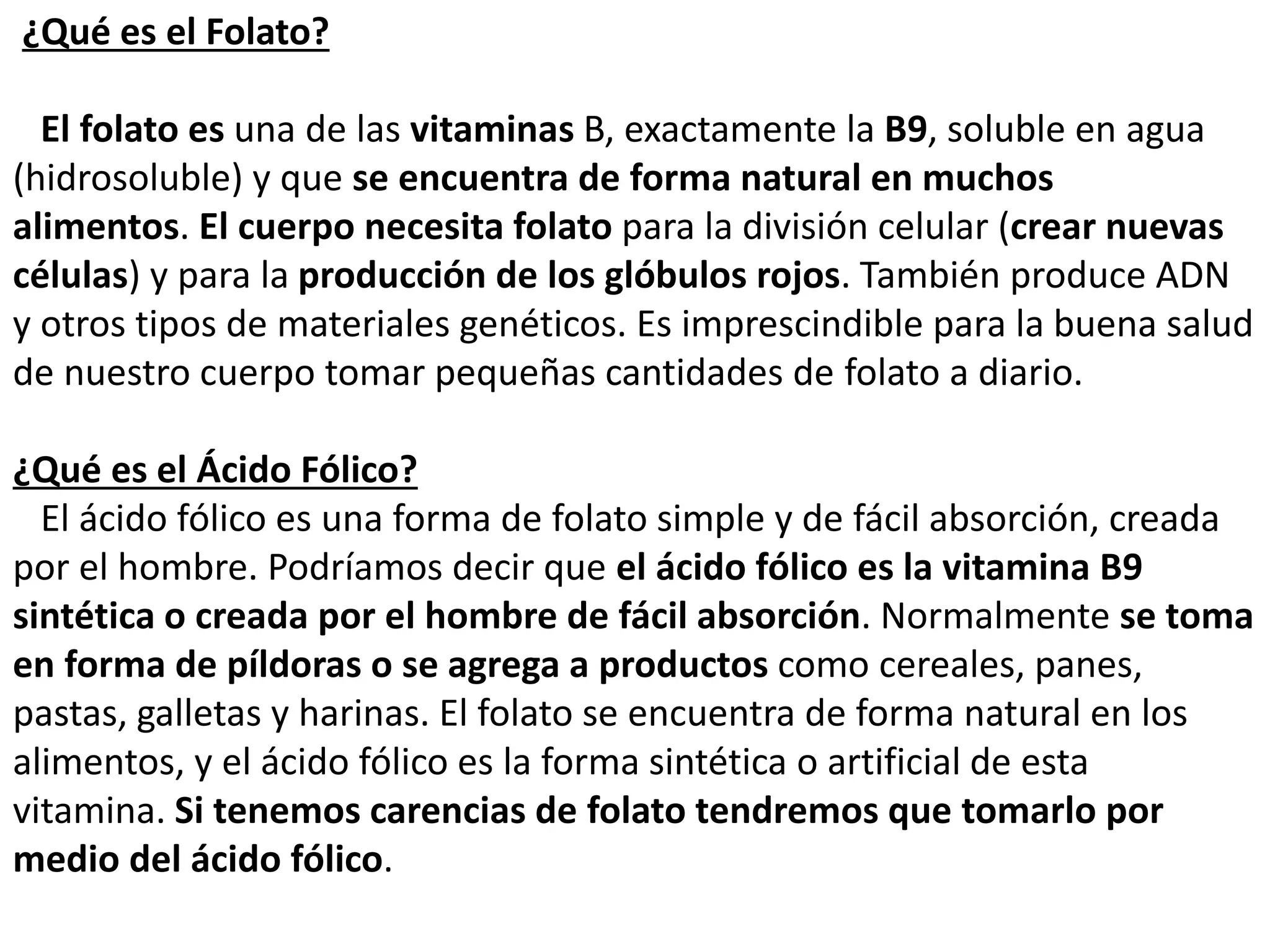 Que hace el acido folico en el cuerpo | Exoticviajes.com