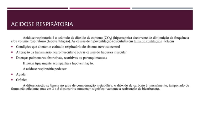 ACIDOSE RESPIRATORIA PARA ORGANISMO HUMANO | PPTX