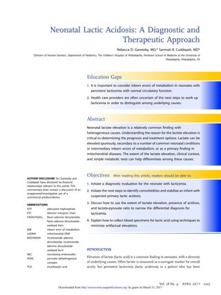 Acidosis láctica neonatal | PDF