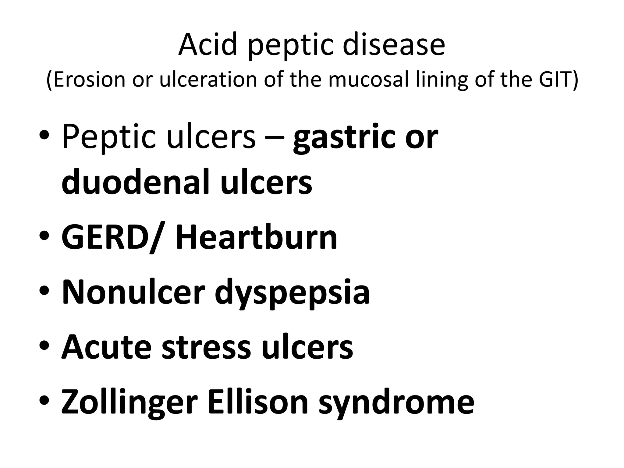 Acid peptic disease ppt pharmacology Git Disorders | PPTX