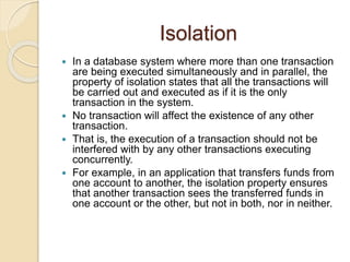 Acid properties | PPTX | Databases | Computer Software and Applications