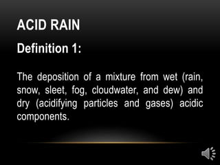 Acid rain causes, effects and solutions | PPTX
