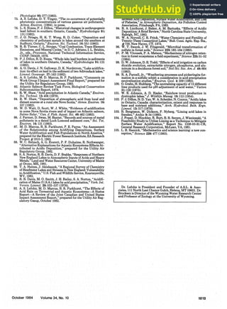 Acid Rain Effects Research A Status Report | PDF