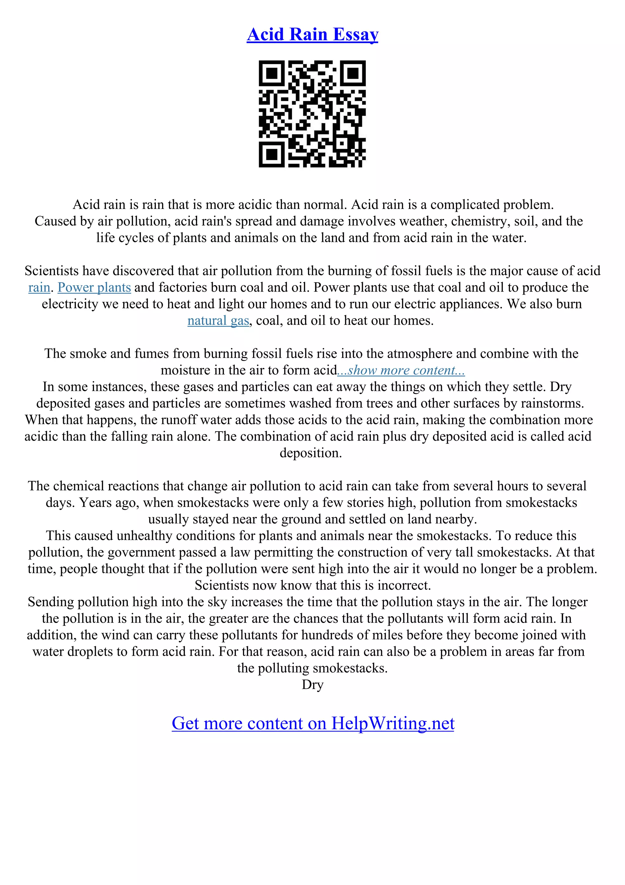 Acid Rain Essay | PDF