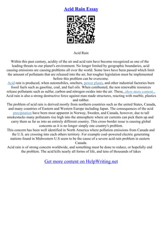 Acid Rain Essay | PDF