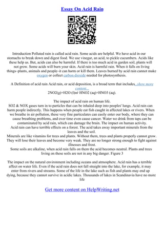 Acid Rain Essay | PDF