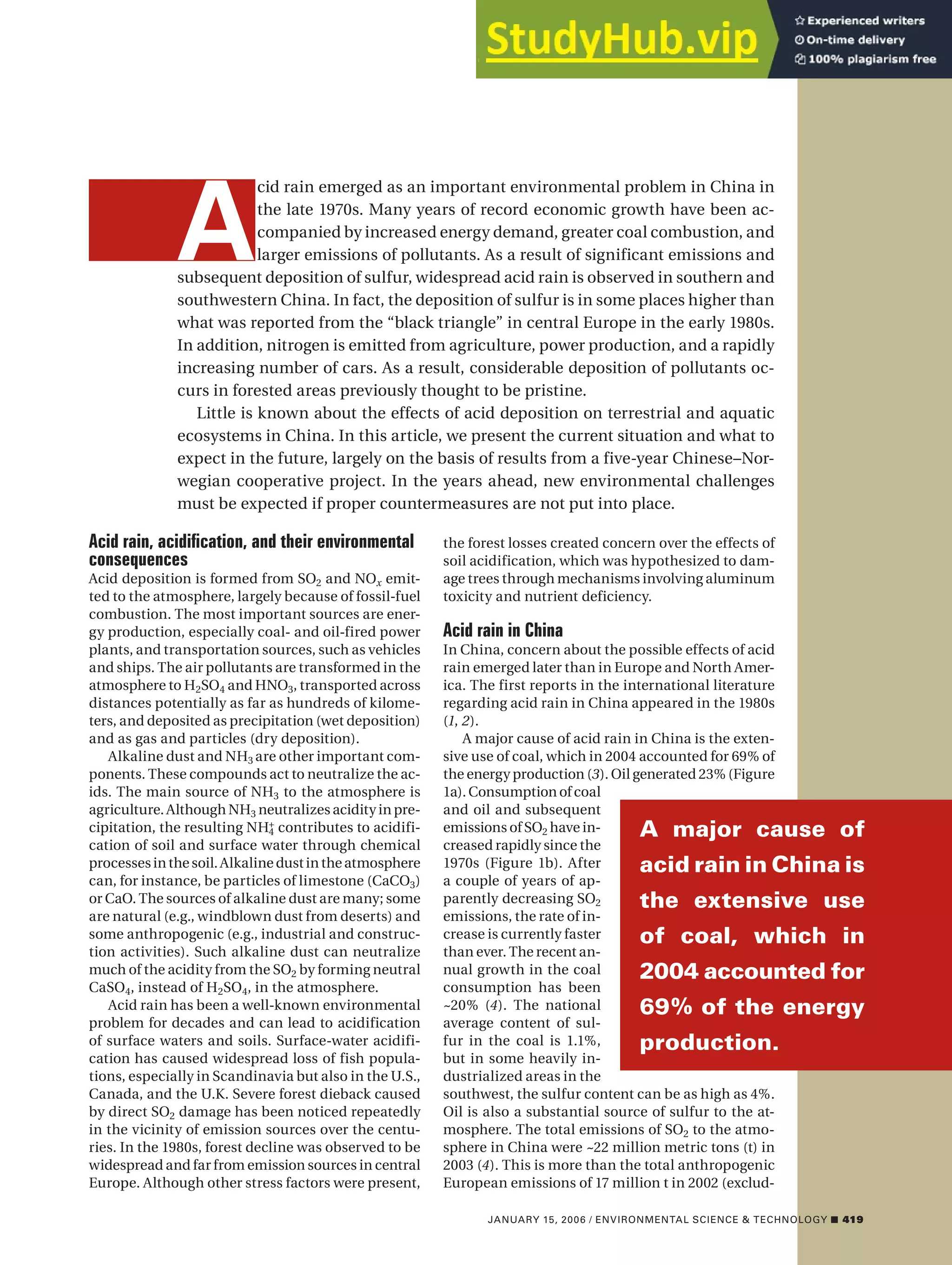 Acid Rain In China | PDF