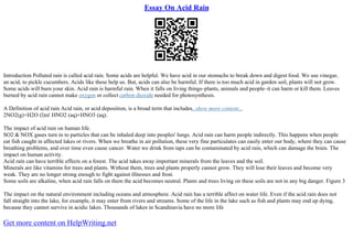 Acid Rain Research Essay | PDF