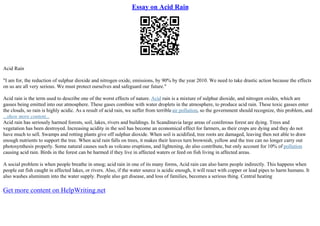 Acid Rain Research Essay | PDF