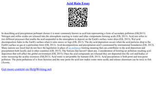 Acid Rain Research Essay | PDF